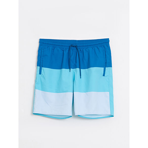 Diz Hizası Boy Renk Bloklu Erkek Deniz Şortu