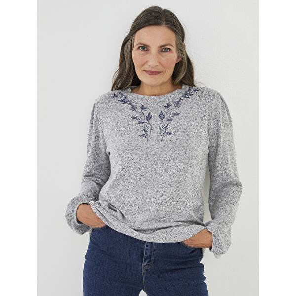 LCW GRACE Bisiklet Yaka Nakışlı Uzun Kollu Kadın Bluz LCW GRACE Bisiklet Yaka Nakışlı Uzun Kollu Kadın Bluz