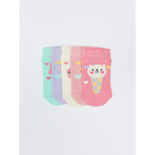 Desenli Kız Bebek Patik Çorap 5'li