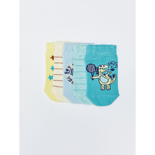 Baskılı Erkek Bebek Patik Çorap 5'li