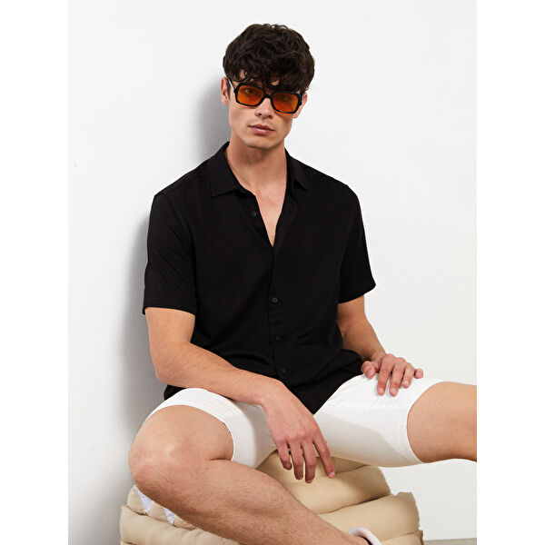 LCW CASUAL Slim Fit Kısa Kollu Gabardin Erkek Gömlek