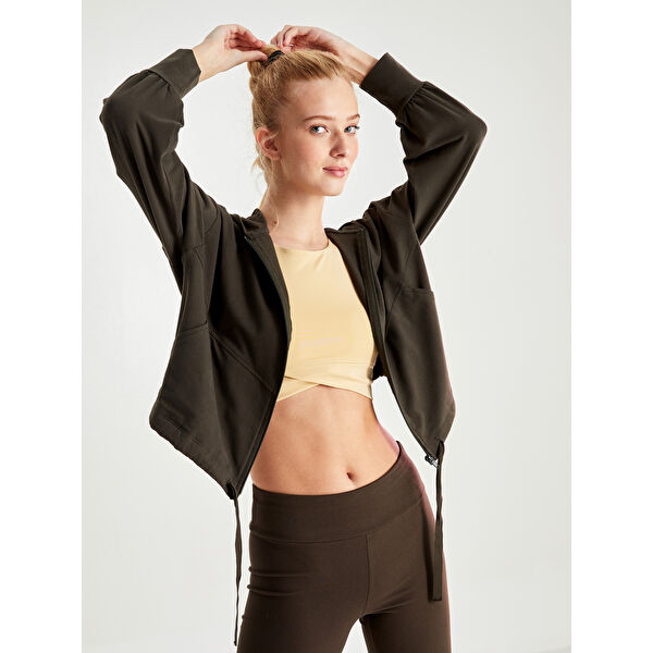 LCW ACTIVE Kapüşonlu Düz Uzun Kollu Oversize Kadın Spor Hırka LCW ACTIVE Kapüşonlu Düz Uzun Kollu Oversize Kadın Spor Hırka