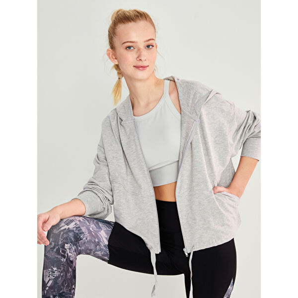 LCW ACTIVE Kapüşonlu Düz Uzun Kollu Oversize Kadın Spor Hırka LCW ACTIVE Kapüşonlu Düz Uzun Kollu Oversize Kadın Spor Hırka