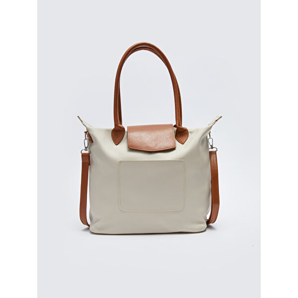 Deri Görünümlü Renk Bloklu Kadın Kol Çantası