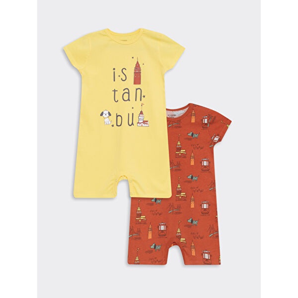 Bisiklet Yaka Kısa Kollu İstanbul Temalı Erkek Bebek Tulum 2'li Bisiklet Yaka Kısa Kollu İstanbul Temalı Erkek Bebek Tulum 2'li