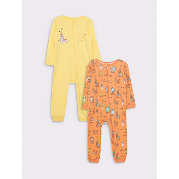 Bisiklet Yaka Uzun Kollu İstanbul Baskılı Kız Bebek Tulum 2'li