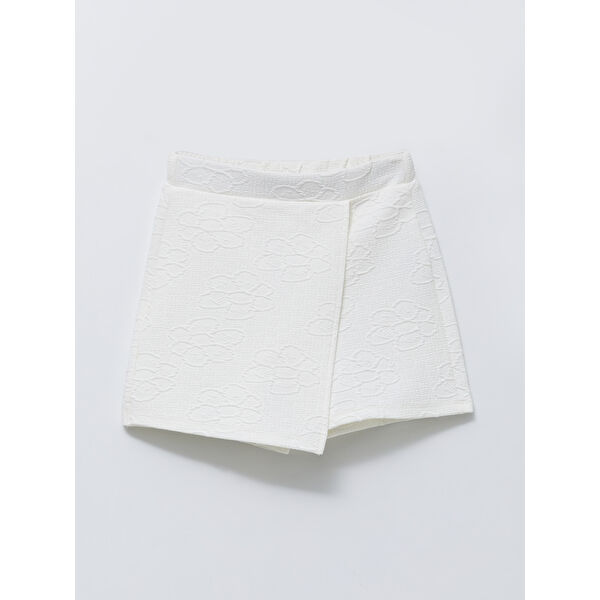 Kendinden Desenli Beli Lastikli Kız Çocuk Şort Etek