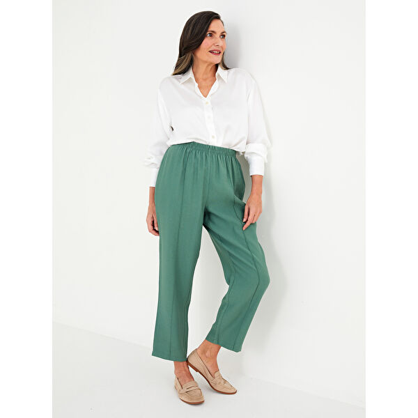 LCW GRACE Beli Lastikli Rahat Kalıp Düz Keten Kadın Pantolon
