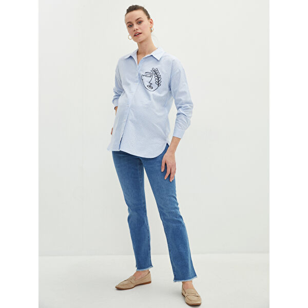 Karın Panelli Standart Fit Düz Cep Detaylı Hamile Rodeo Jean Pantolon Karın Panelli Standart Fit Düz Cep Detaylı Hamile Rodeo Jean Pantolon