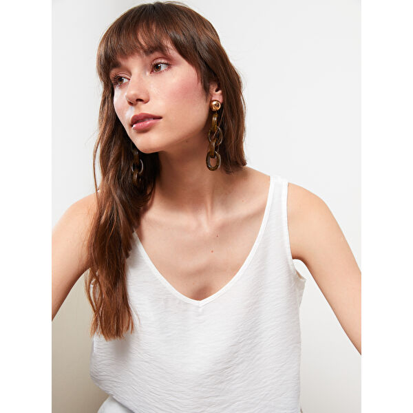 LCW CLASSIC V Yaka Askılı Düz Sırt Detaylı Kadın Bluz