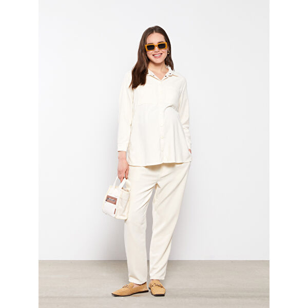 Beli Lastikli Düz Cep Detaylı Kadife Hamile Pantolon Beli Lastikli Düz Cep Detaylı Kadife Hamile Pantolon