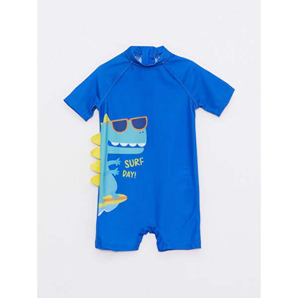 Dik Yaka Kısa Kollu Baskılı Erkek Bebek Mayo