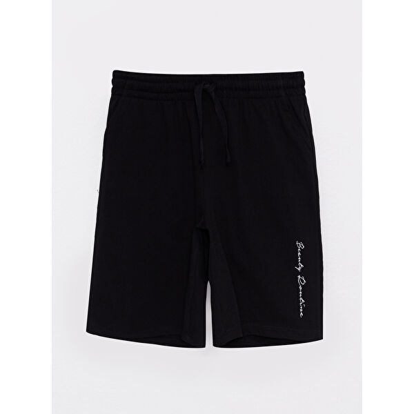 Beli Lastikli Yazı Baskılı Kadın Şort Beli Lastikli Yazı Baskılı Kadın Şort