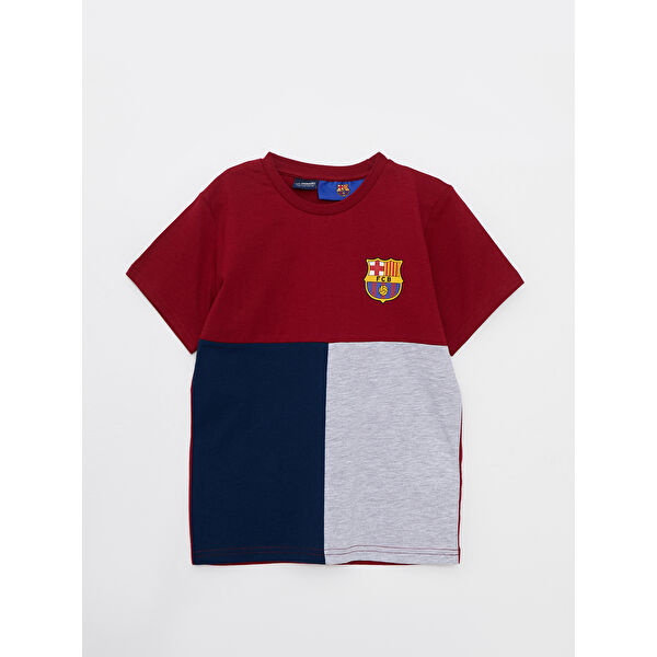 Bisiklet Yaka Barcelona Baskılı Kısa Kollu Erkek Çocuk Tişört