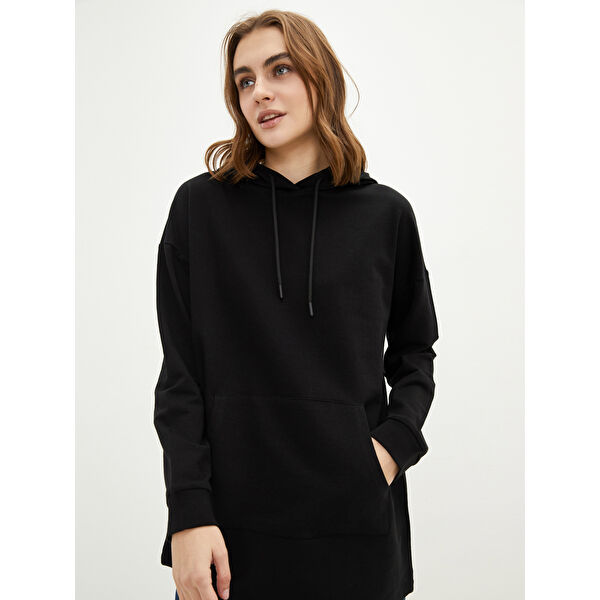 LCW BASIC Kapüşonlu Düz Uzun Kollu Pamuklu Kadın Sweatshirt LCW BASIC Kapüşonlu Düz Uzun Kollu Pamuklu Kadın Sweatshirt