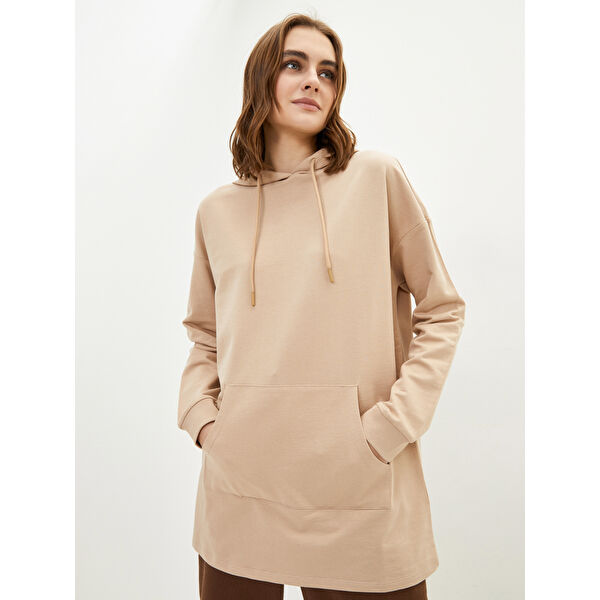 LCW BASIC Kapüşonlu Düz Uzun Kollu Pamuklu Kadın Sweatshirt LCW BASIC Kapüşonlu Düz Uzun Kollu Pamuklu Kadın Sweatshirt