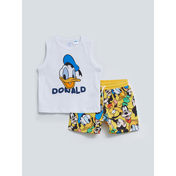 Bisiklet Yaka Donald Duck Baskılı Erkek Bebek Atlet ve Yüzme Şort 2'li Takım Bisiklet Yaka Donald Duck Baskılı Erkek Bebek Atlet ve Yüzme Şort 2'li Takım