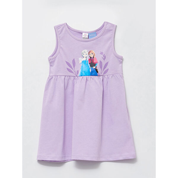 Bisiklet Yaka Frozen Baskılı Kız Bebek Elbise Bisiklet Yaka Frozen Baskılı Kız Bebek Elbise