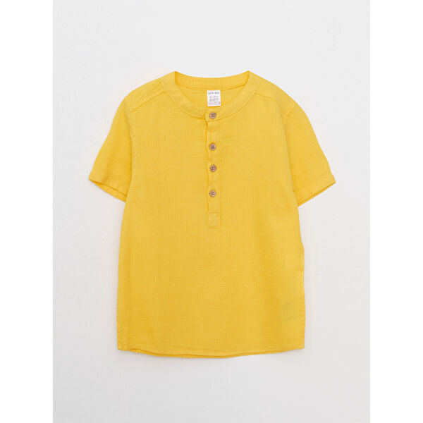 Hakim Yaka Kısa Kollu Basic Pamuklu Erkek Bebek Gömlek