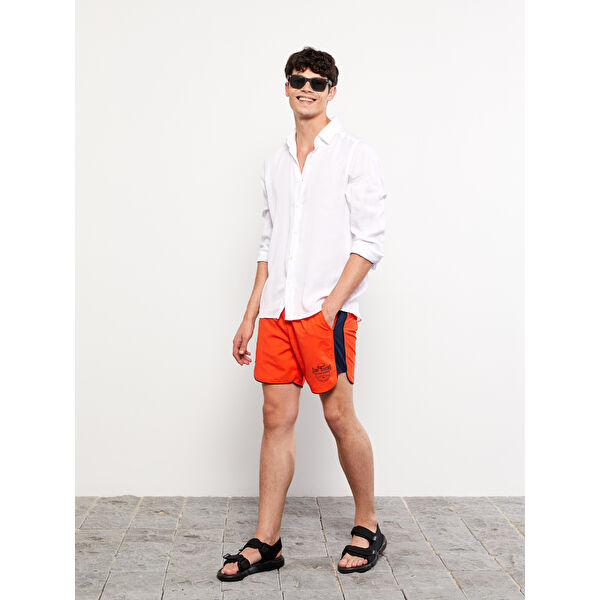 Kısa Boy Baskılı Erkek Deniz Şortu Kısa Boy Baskılı Erkek Deniz Şortu