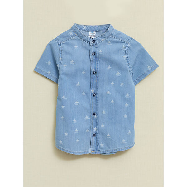 LCW GREEN Hakim Yaka Kısa Kollu Baskılı Erkek Bebek Jean Gömlek