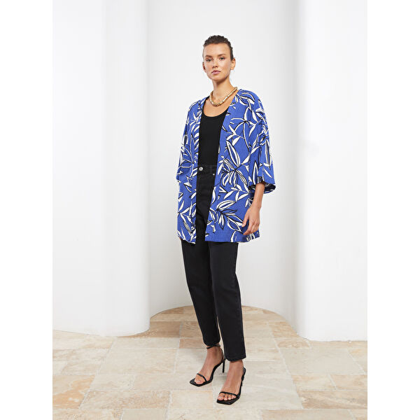 LCW VISION Şal Yaka Desenli Keten Kadın Kimono
