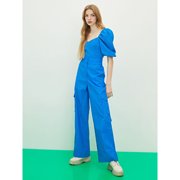 LCW LIMITED Beli Lastikli Rahat Kalıp Düz Cep Detaylı Kadın Pantolon