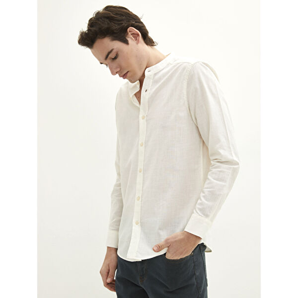 LCW CASUAL Slim Fit Hakim Yaka Uzun Kollu Erkek Gömlek