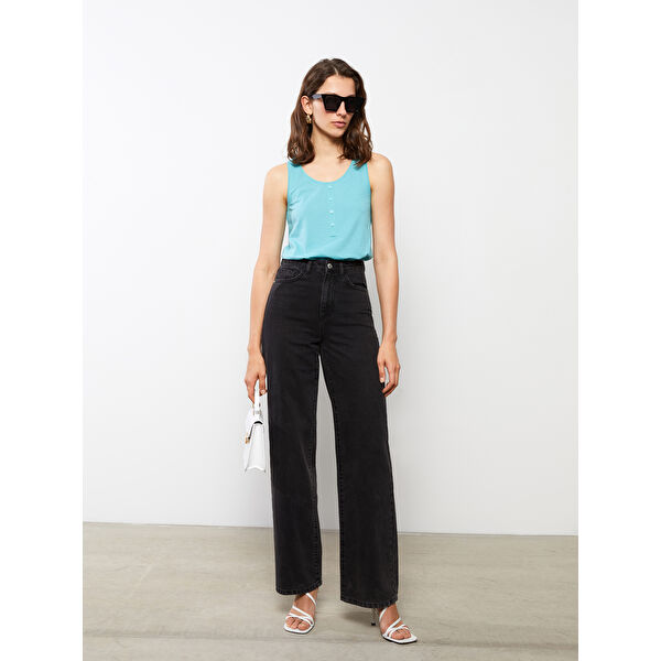 U Yaka Düz Pamuklu Kadın Atlet