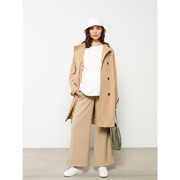 Karın Panelli Standart Fit Düz Cep Detaylı Gabardin Hamile Pantolon