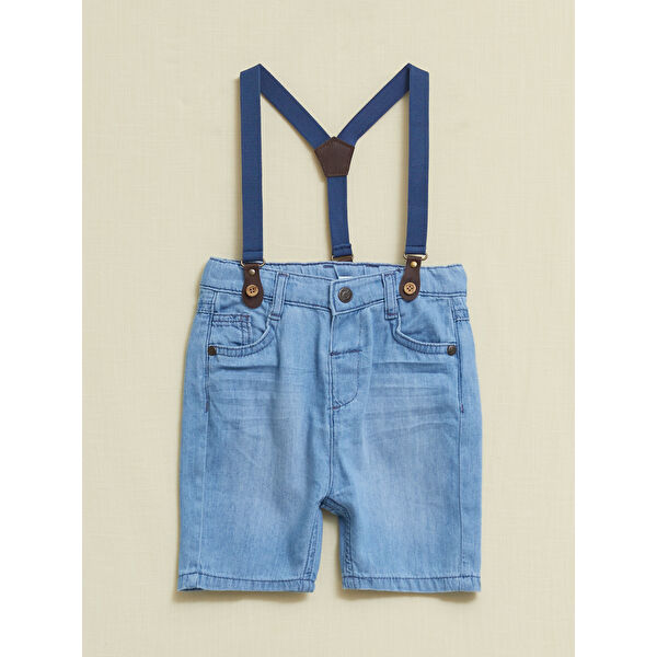 Basic Pamuklu Erkek Bebek Jean Şort ve Pantolon Askısı 2'li Takım Basic Pamuklu Erkek Bebek Jean Şort ve Pantolon Askısı 2'li Takım