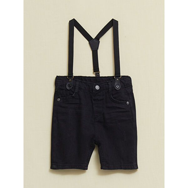 Basic Pamuklu Erkek Bebek Jean Şort ve Pantolon Askısı 2'li Takım Basic Pamuklu Erkek Bebek Jean Şort ve Pantolon Askısı 2'li Takım