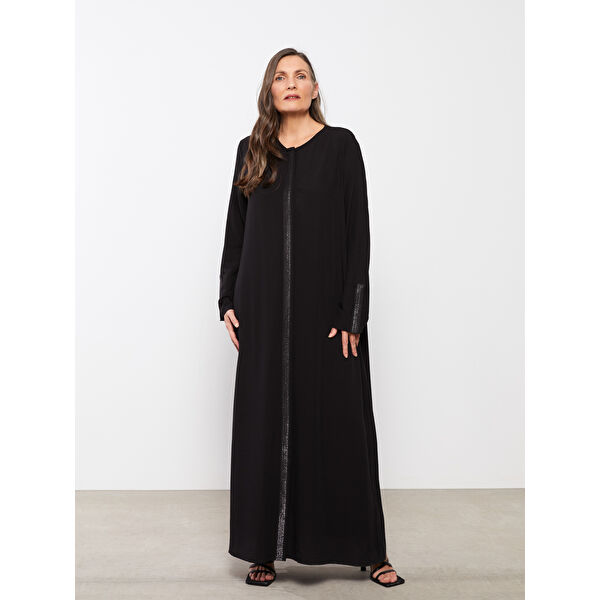 LCW GRACE Bisiklet Yaka Nakışlı Uzun Kollu Kadın Ferace