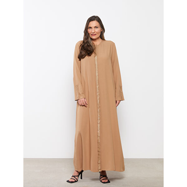 LCW GRACE Bisiklet Yaka Nakışlı Uzun Kollu Kadın Ferace