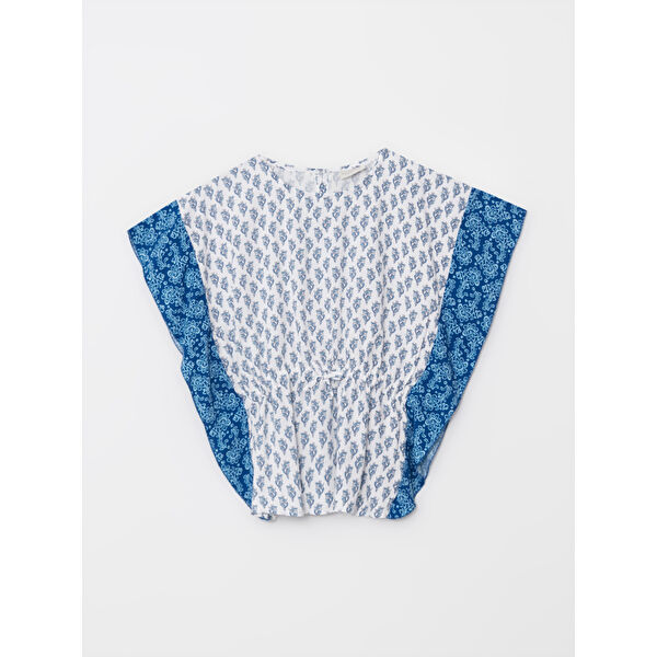 Bisiklet Yaka Desenli Kısa Kollu Viskon Kız Çocuk Bluz Bisiklet Yaka Desenli Kısa Kollu Viskon Kız Çocuk Bluz