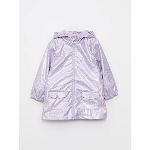 Kapüşonlu Uzun Kollu Kız Bebek Yağmurluk