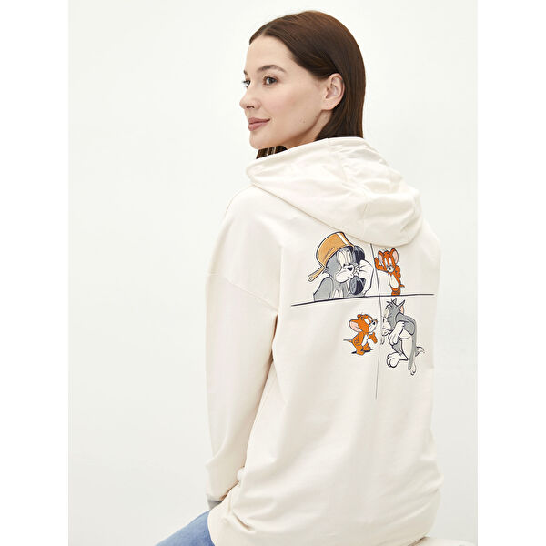 MODEST Kapüşonlu Tom&Jerry Baskılı Uzun Kollu Oversize Kadın Sweatshirt Tunik MODEST Kapüşonlu Tom&Jerry Baskılı Uzun Kollu Oversize Kadın Sweatshirt Tunik