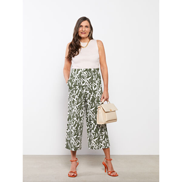 LCW GRACE Beli Lastikli Rahat Kalıp Desenli Cep Detaylı Kadın Capri