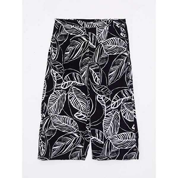 Beli Lastikli Desenli Viskon Kadın Capri Beli Lastikli Desenli Viskon Kadın Capri