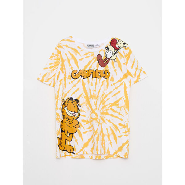 Bisiklet Yaka Garfield Baskılı Kısa Kollu Pamuklu Erkek Çocuk Tişört Bisiklet Yaka Garfield Baskılı Kısa Kollu Pamuklu Erkek Çocuk Tişört