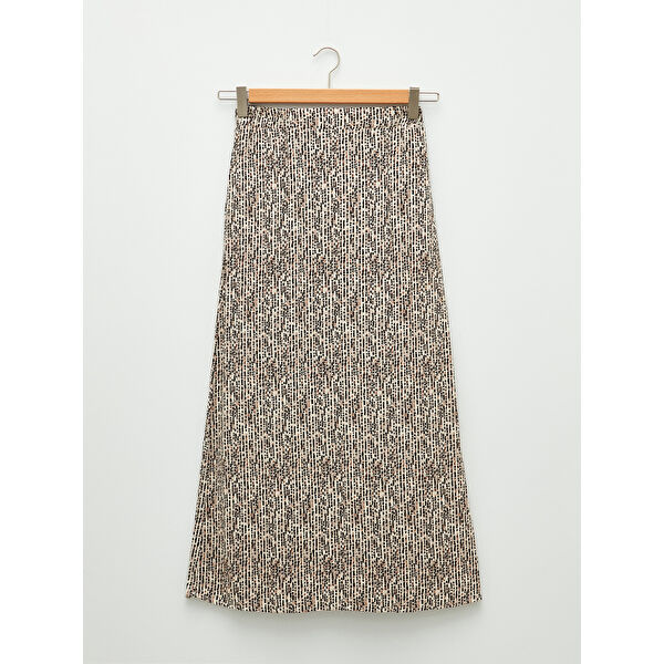 LCW GRACE Beli Lastikli Desenli A Kesim Viskon Kadın Etek