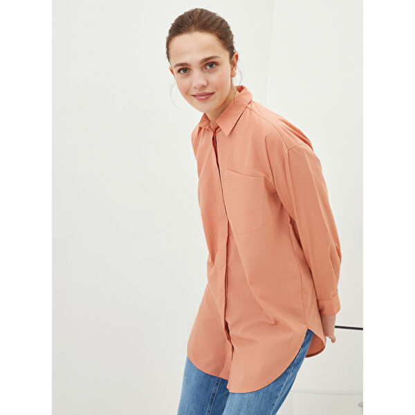 MODEST Gömlek Yaka Düz Uzun Kollu Oversize Kadın Tunik