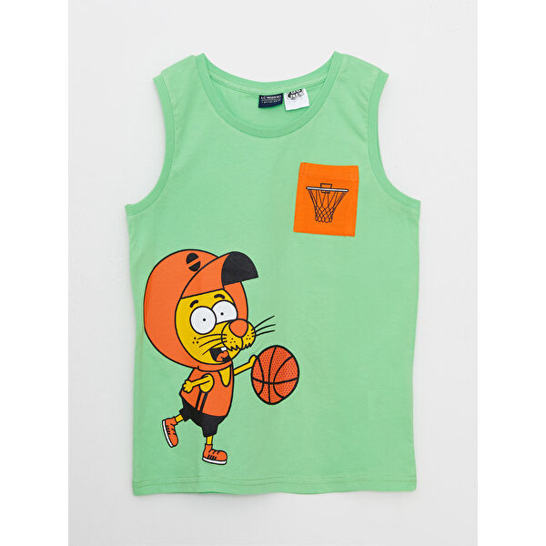 Bisiklet Yaka Kral Şakir Baskılı Pamuklu Erkek Çocuk Atlet