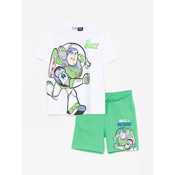 Bisiklet Yaka Toy Story Baskılı Kısa Kollu Erkek Çocuk Tişört ve Şort