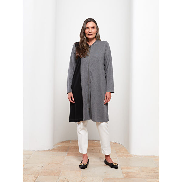 LCW GRACE Bisiklet Yaka Renk Bloklu Uzun Kollu Kadın Spor Hırka