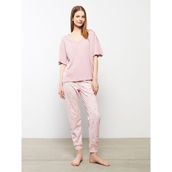 LCW DREAM Beli Lastikli Desenli Kadın Jogger Pijama Alt