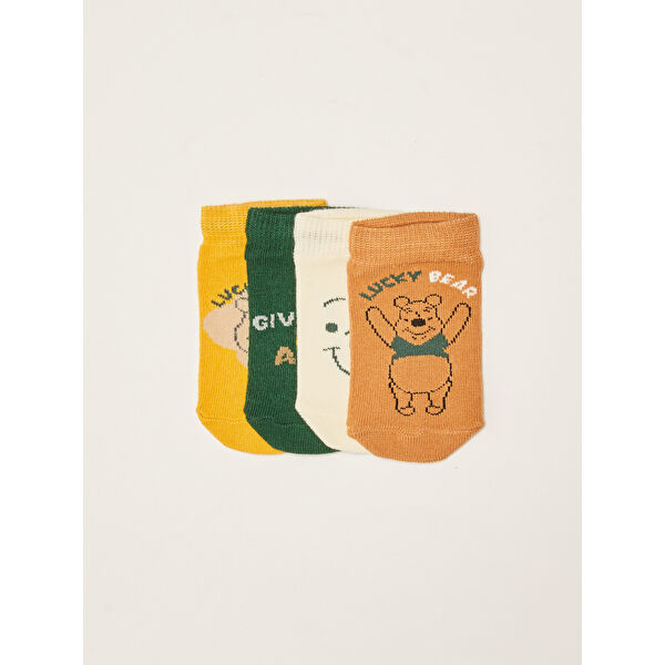 Winnie the Pooh Baskılı Unisex Bebek Patik Çorap 4'lü