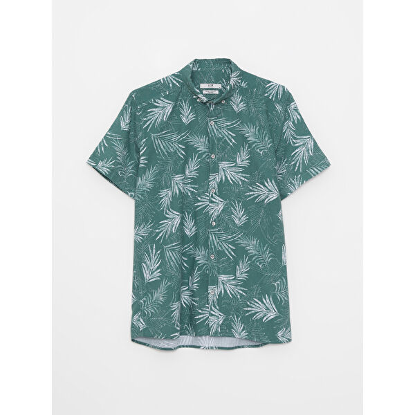 LCW VISION Slim Fit Kısa Kollu Desenli Poplin Erkek Gömlek