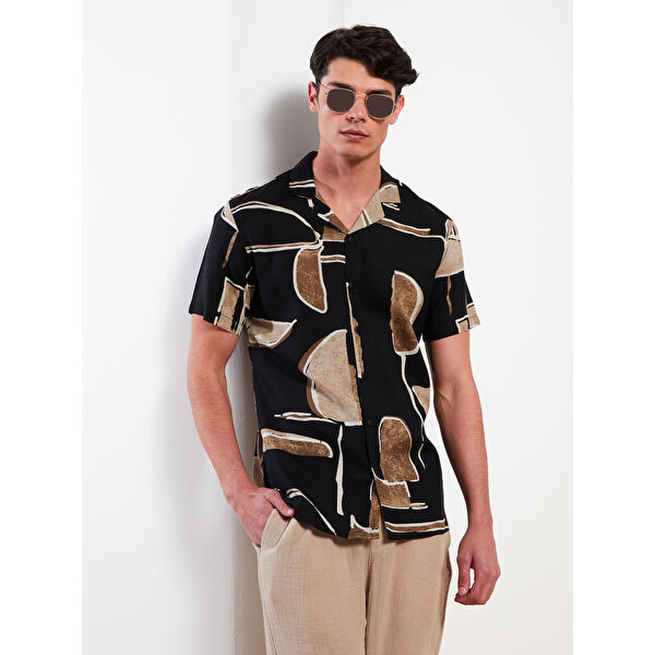 LCW VISION Slim Fit Kısa Kollu Desenli Viskon Erkek Gömlek LCW VISION Slim Fit Kısa Kollu Desenli Viskon Erkek Gömlek