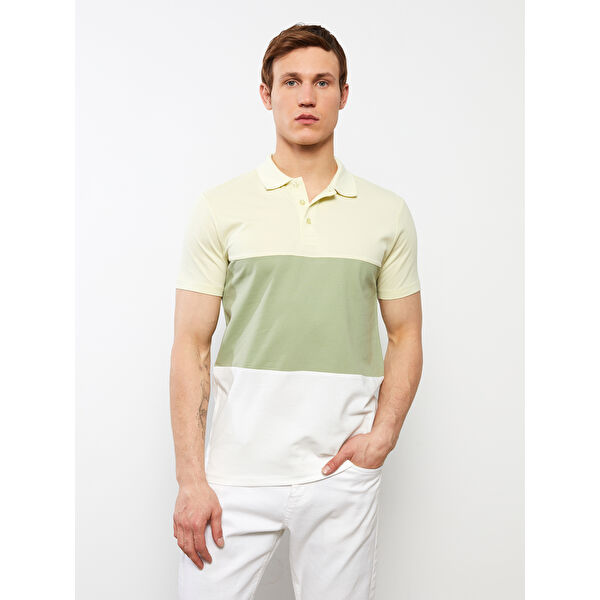 LCW VISION Polo Yaka Kısa Kollu Renk Bloklu Pike Erkek Tişört